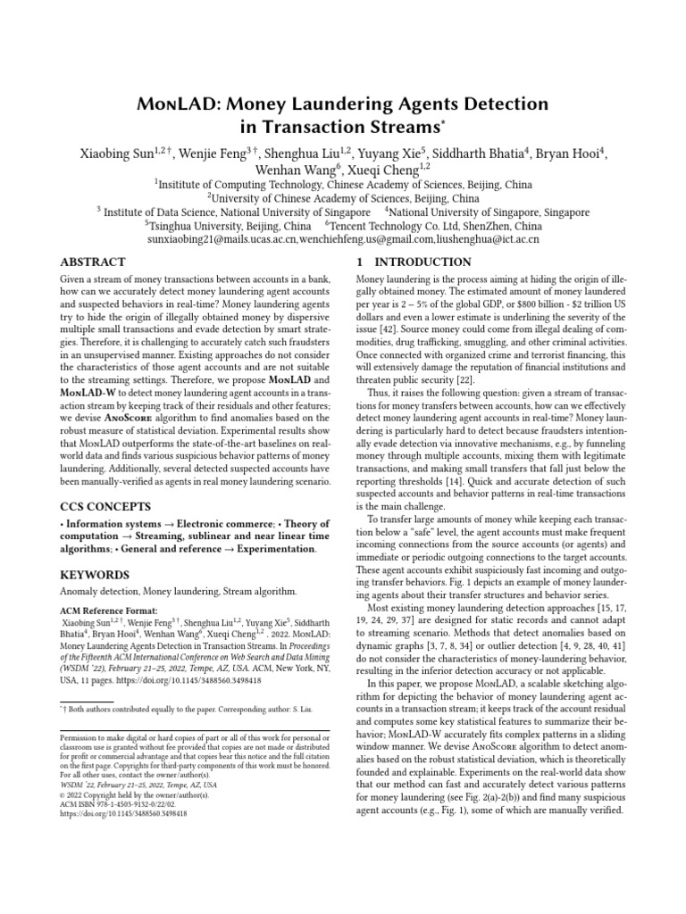 Money Laundering Agents Detection in Transaction Streams | PDF | Money Laundering | Machine Learning