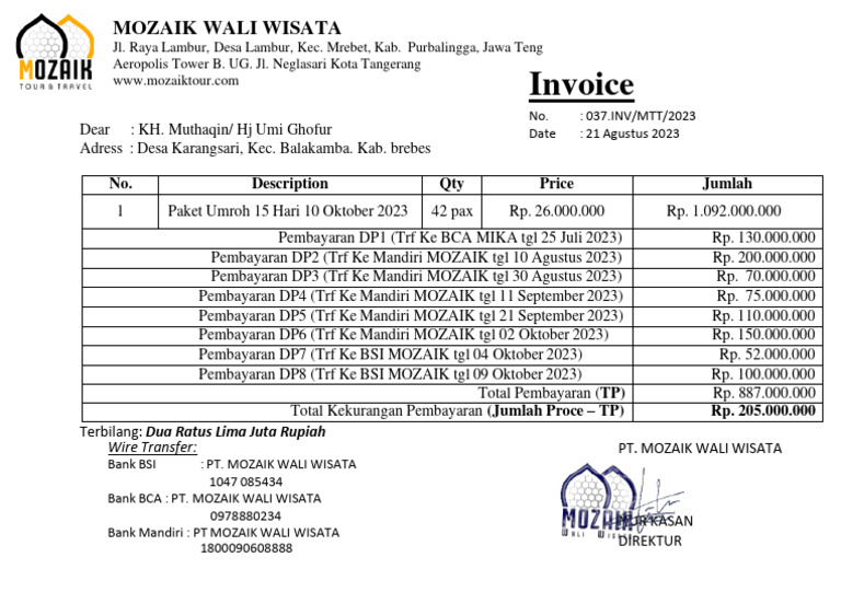 Invoice Layanan Umroh | PDF