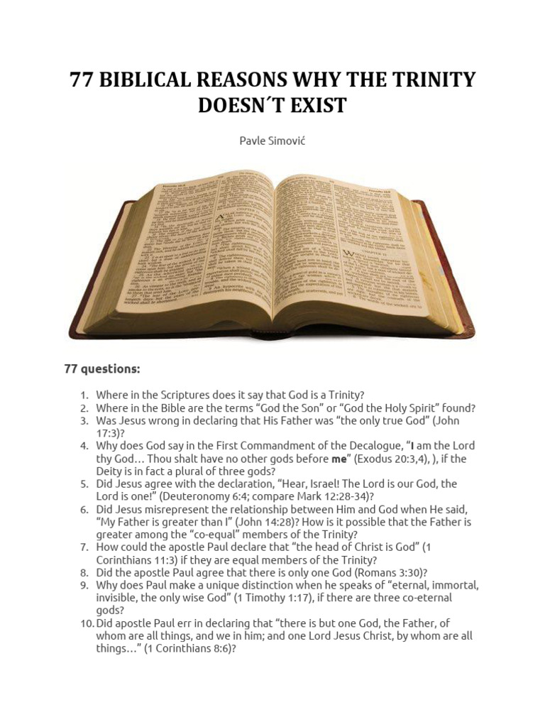 77 Biblical Reasons Why The Trinity Doesn't Exist | PDF | God The ...