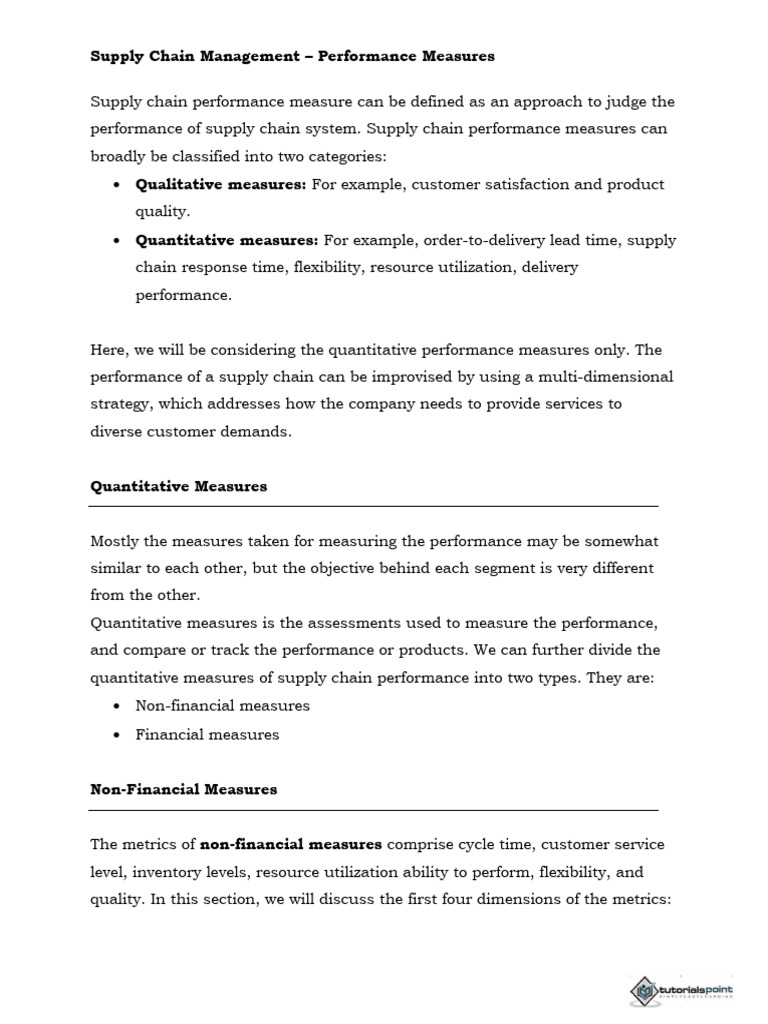 Week 8.1 Performance Measures in SCM | PDF | Supply Chain | Inventory Week 8.1 Performance Measures in SCM | PDF | Supply Chain | Inventory