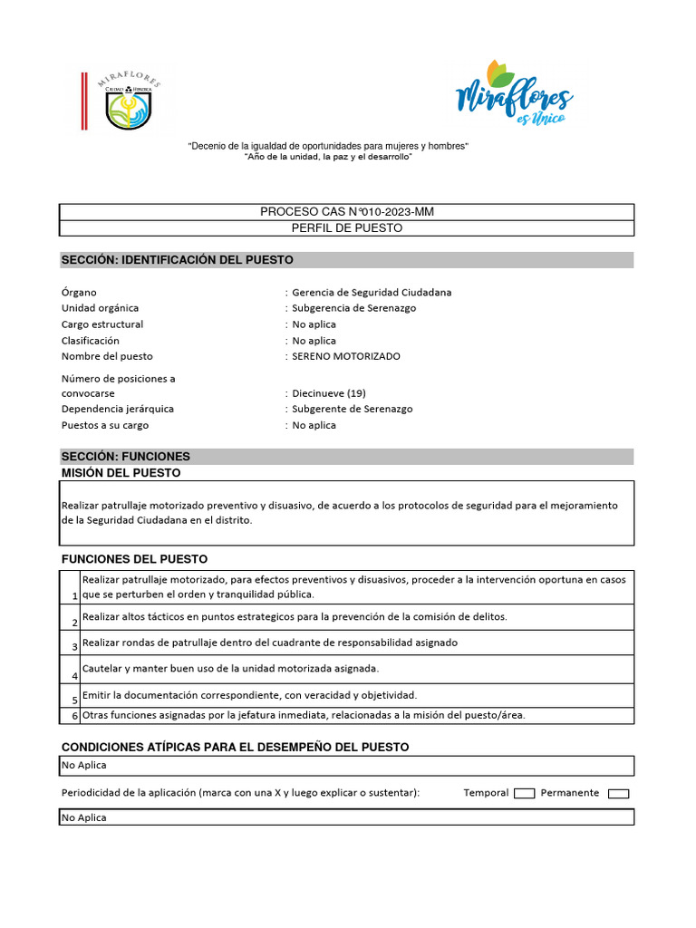 Perfil - Proceso Cas N°010 2023 MM | PDF | Titulo academico Perfil - Proceso Cas N°010 2023 MM | PDF | Titulo academico