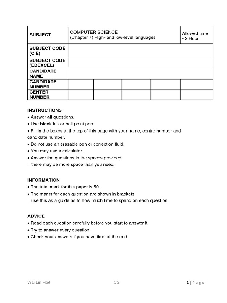 CS CH7 High Low Level Languages | PDF | Computer Programming | Software Engineering