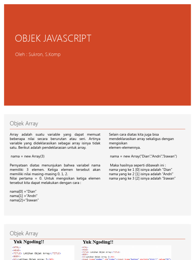 Objek Javascript Array | PDF