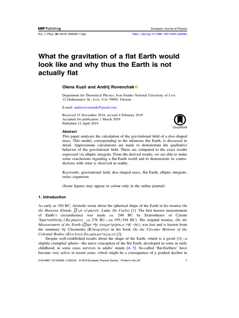 What Would The Gravitation of A Flat Earth Look Like and Why Thus The ...