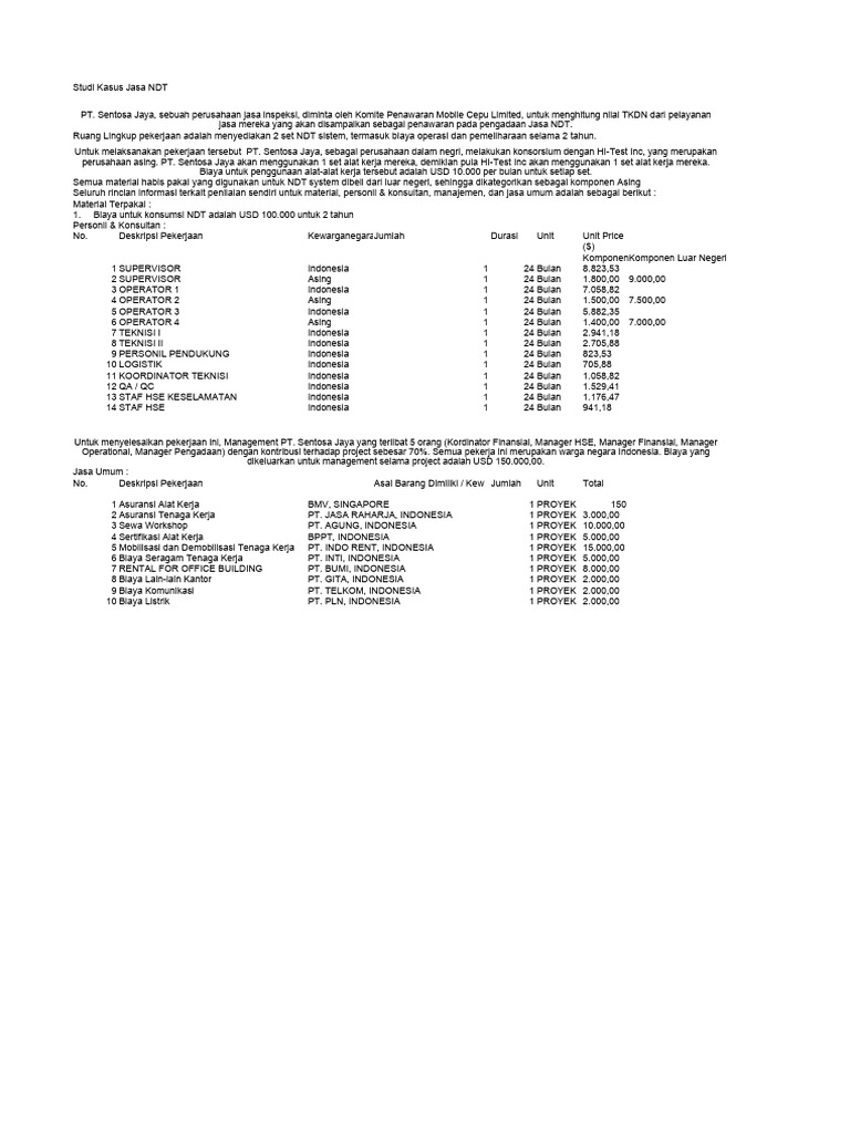 Form Self Assessment TKDN Jasa SC 19B Jasa Only | PDF