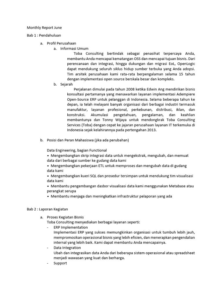 Monthly Report Enrichment Juli Billy Chandra | PDF | Seni | Komputer