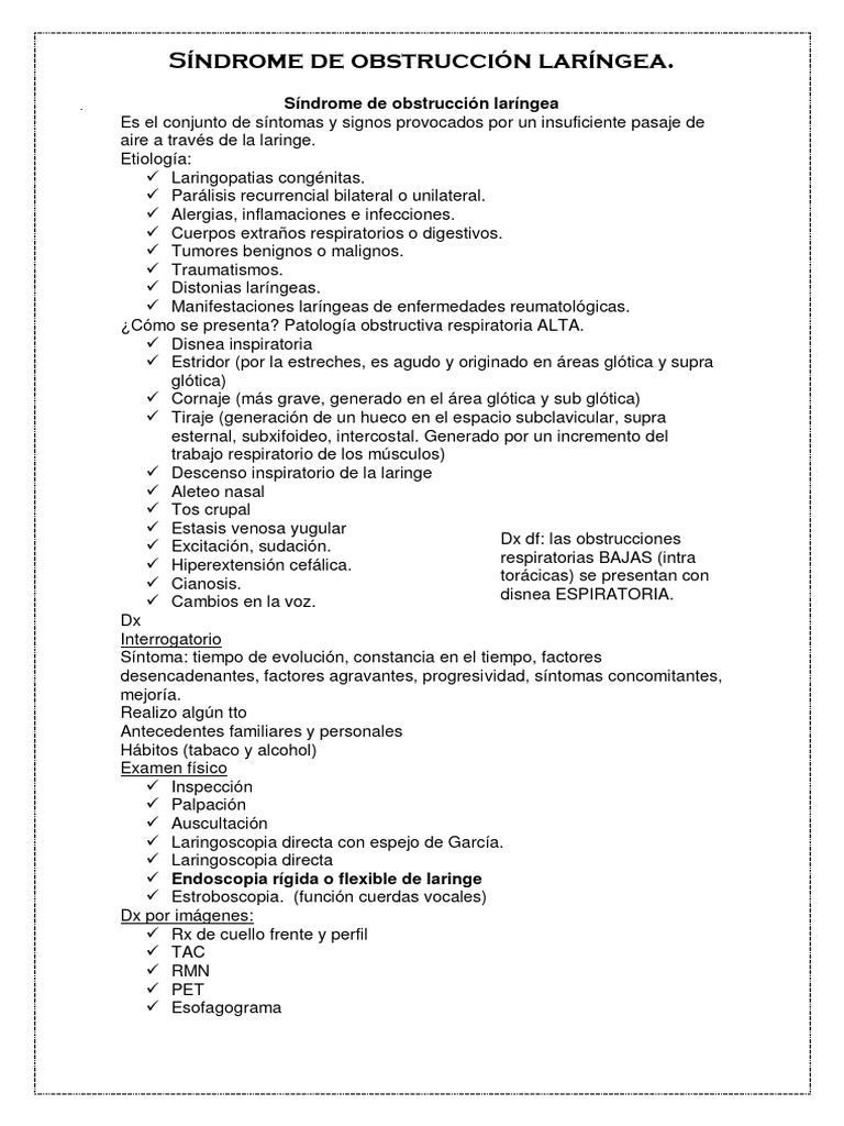 Síndrome de Obstrucción Laríngea | PDF | Laringe | Tos