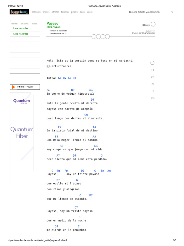 PAYASO, Javier Solis - Acordes | PDF | Elementos de la música ...