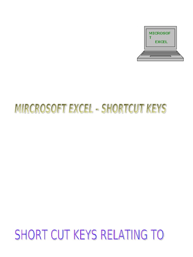 Xcel Shortcuts | PDF | Control Key | Menu (Computing)