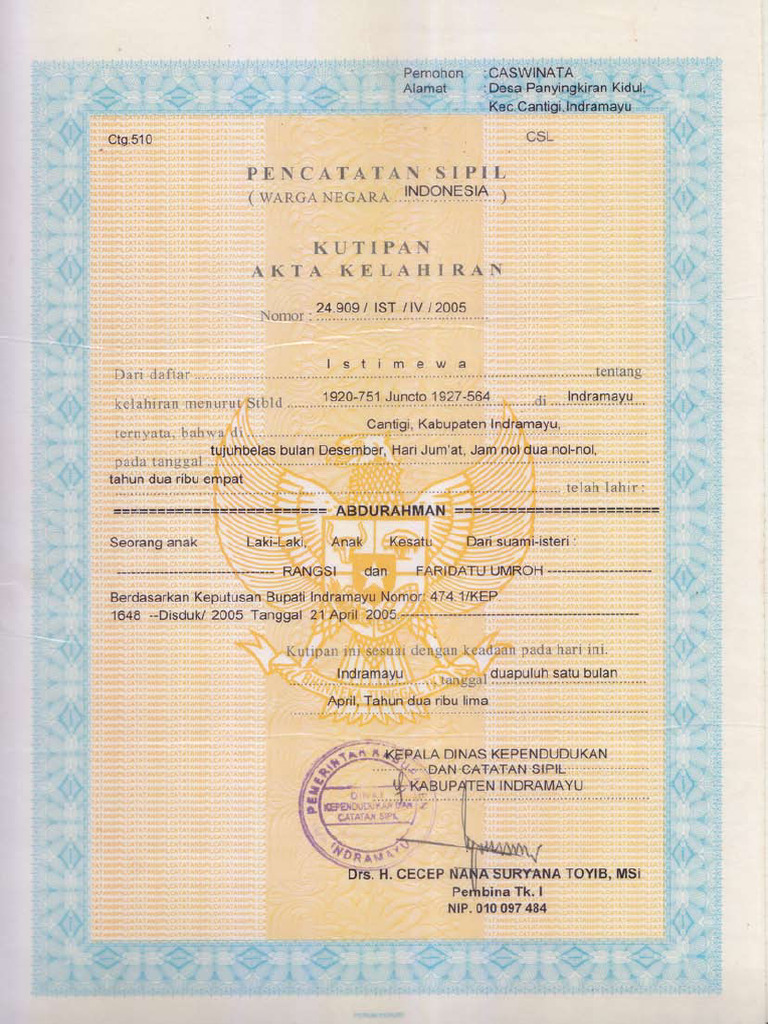 Akte Kelahiran | PDF