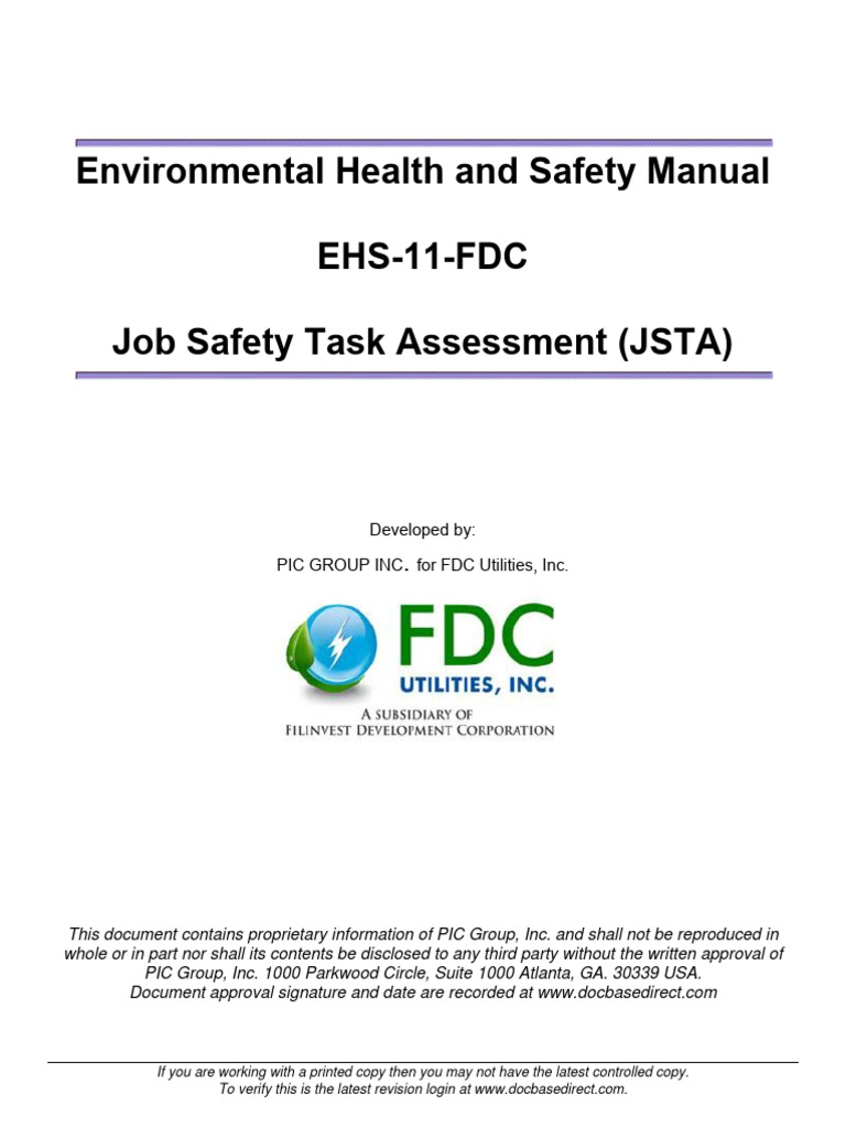 EHS-11-FDC Job Safety Task Assessment (JSTA) Rev 0 | PDF | Occupational ...