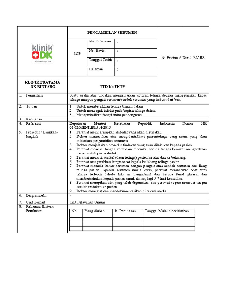 Pengambilan Serumen | PDF