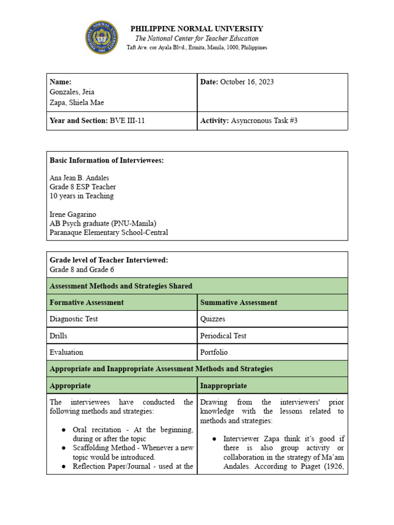 Gonzales Zapa Interview | PDF | Learning | Behavior Modification