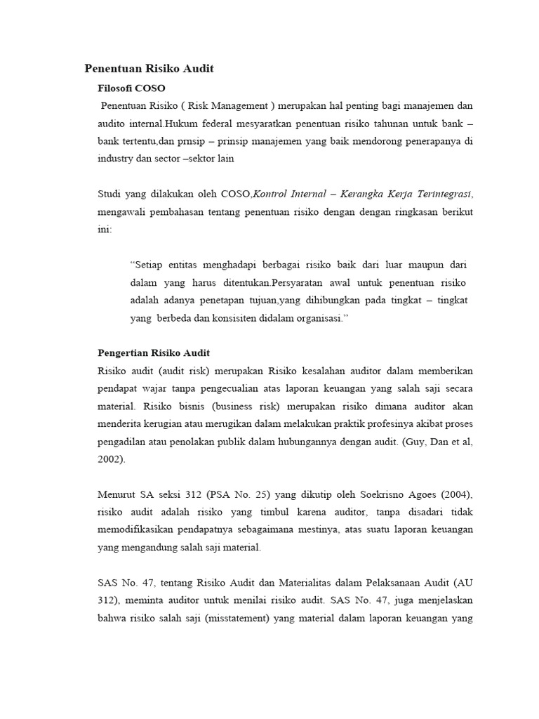Penentuan Risiko Audit | PDF