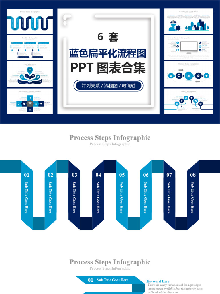 Blue Flat Process Infographic Set | PDF