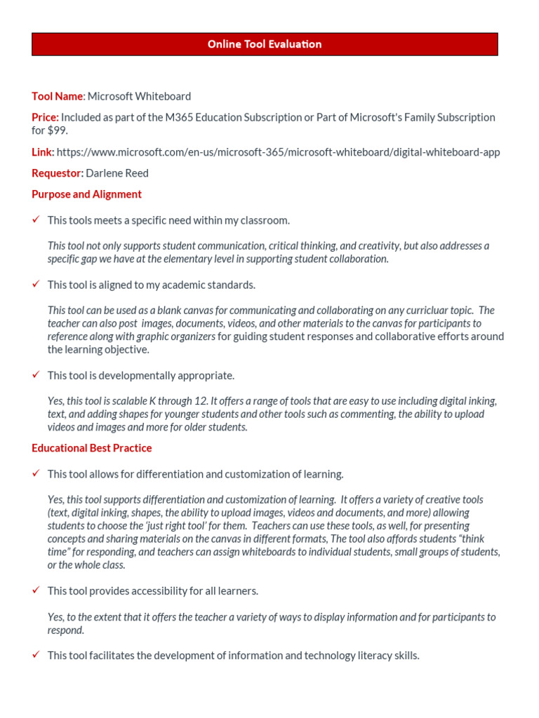 Artifact 4 - Online Tool Evaluation | PDF | Communication | Information Technology