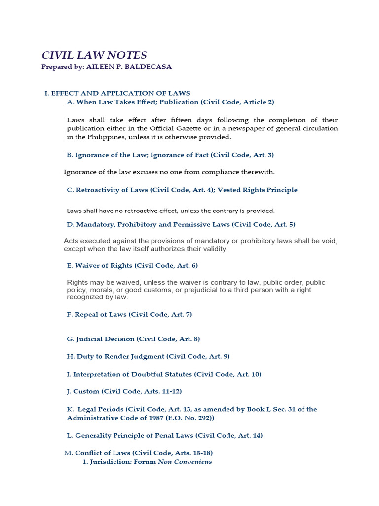 Civil Law Notes Pdf Intestacy Justice