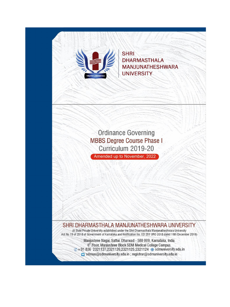 Sdm-Mbbs 1st Year-Syllabus | PDF | University And College Admission ...