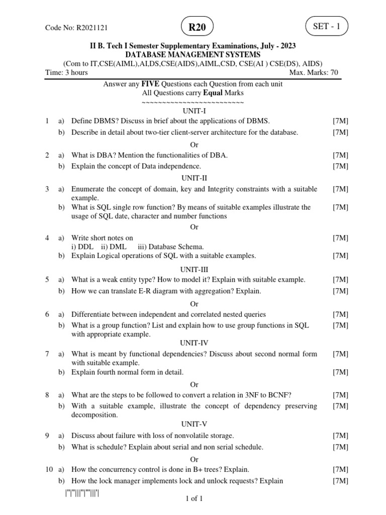 Database Management Systems July 2023 Pdf Databases Sql