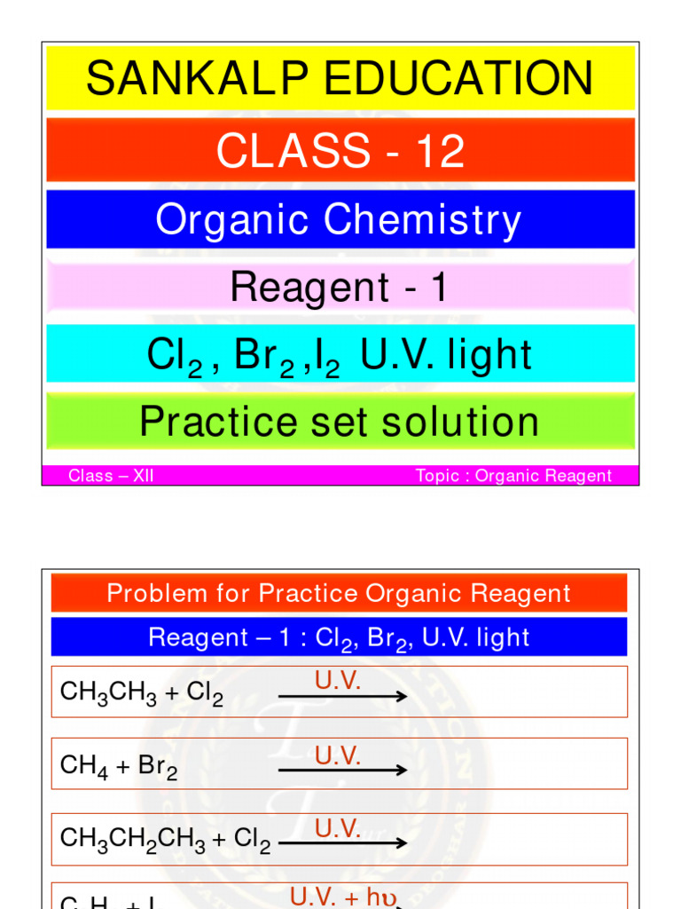 Organic Reagent Practice Set PDF | PDF | Hydrogen Compounds | Atoms