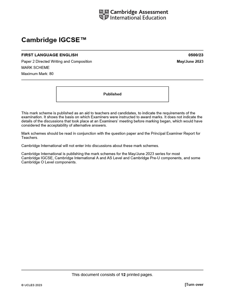 Cambridge IGCSE™: First Language English 0500/23 | PDF | Question ...