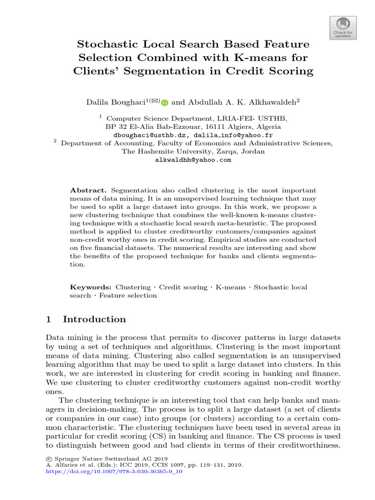 Credit Scoring - 2019 | PDF | Cluster Analysis | Theoretical Computer ...