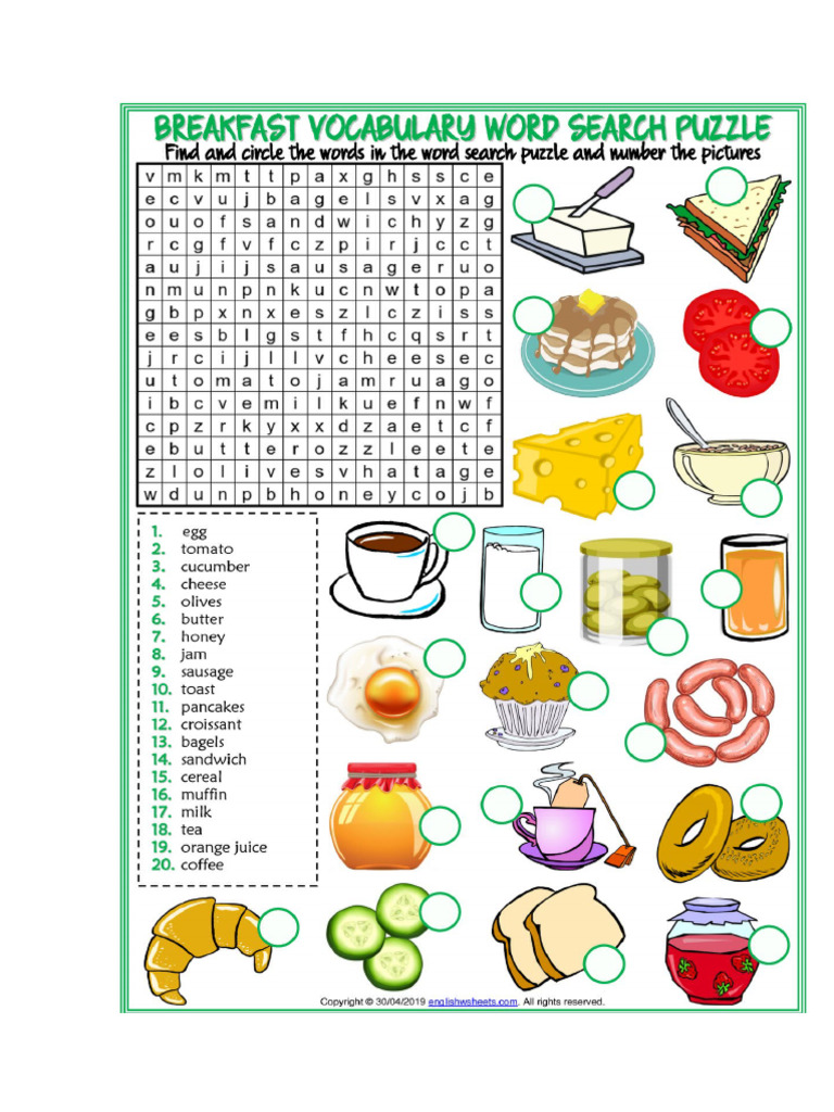 Breakfast Vocabulary | PDF