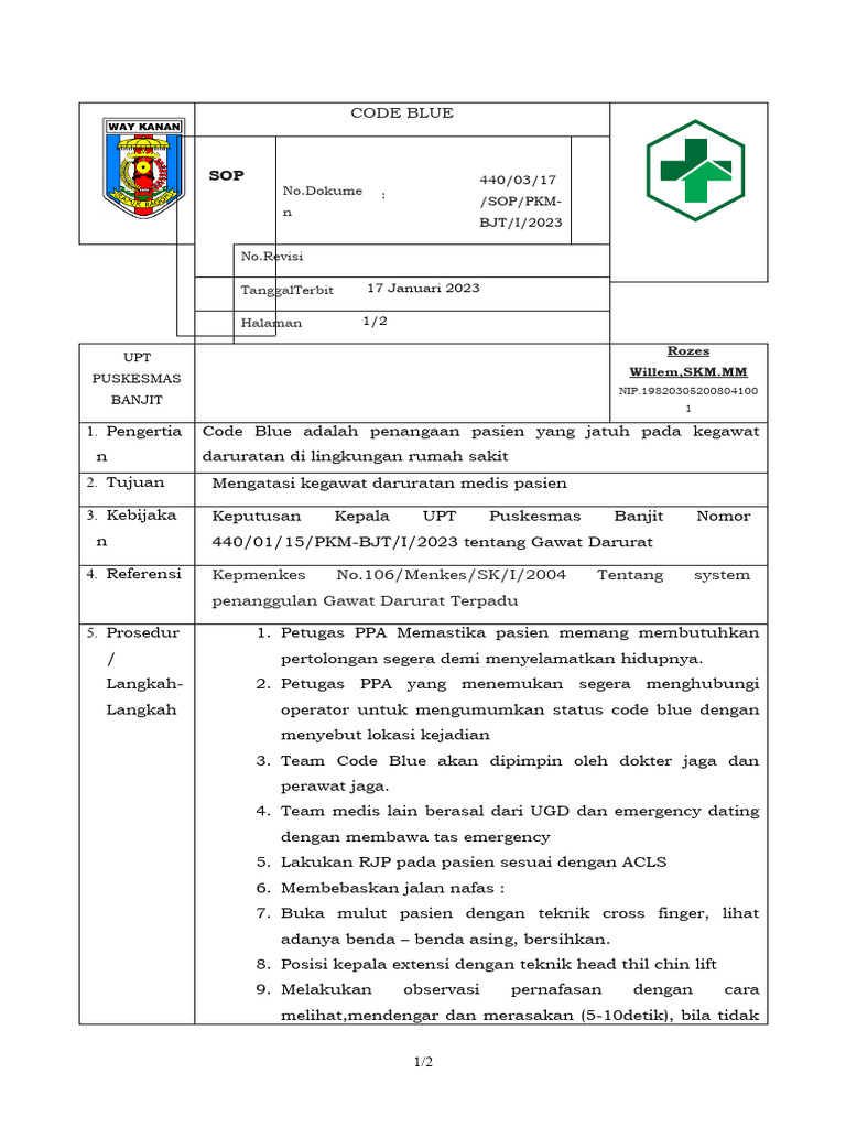 Sop Code Blue | PDF