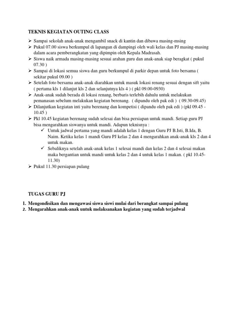 Kegiatan Outing Class | PDF