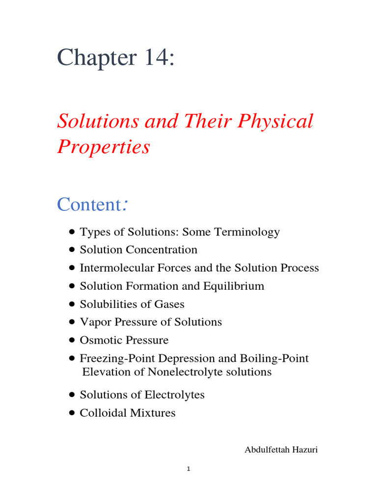 Chapter 14 | PDF | Solubility | Solvation