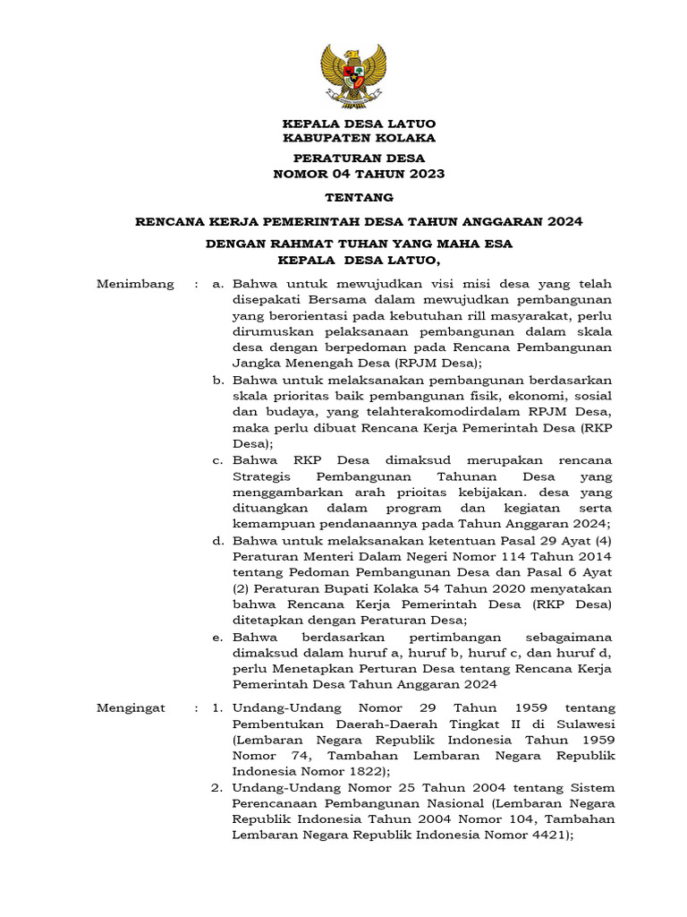 Perdes RKPDes 2023 | PDF