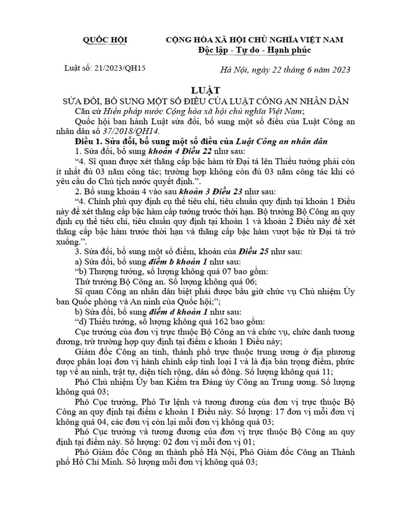 Sửa đổi, bổ sung Luật CAND sửa đổi | PDF