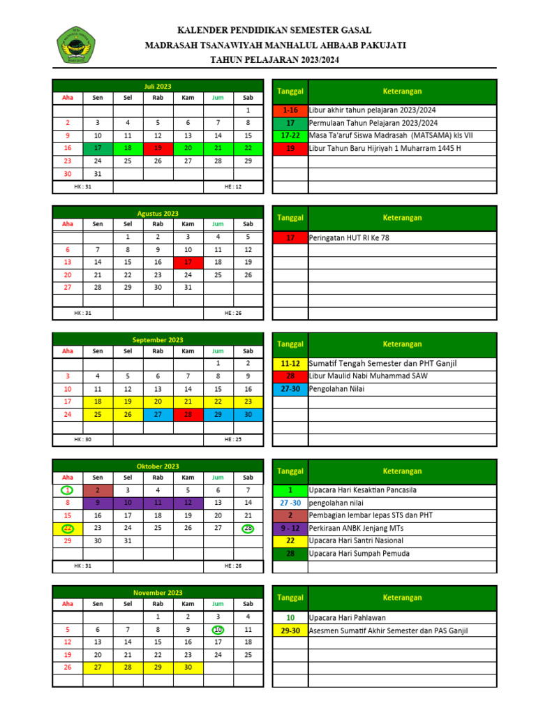 Fixed Kaldik MTs MA TP 2023-2024 | PDF