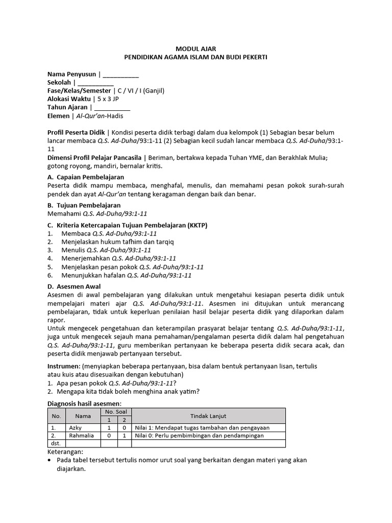 5g. Contoh - Modul Ajar Fase C Kls VI SMT 1 | PDF