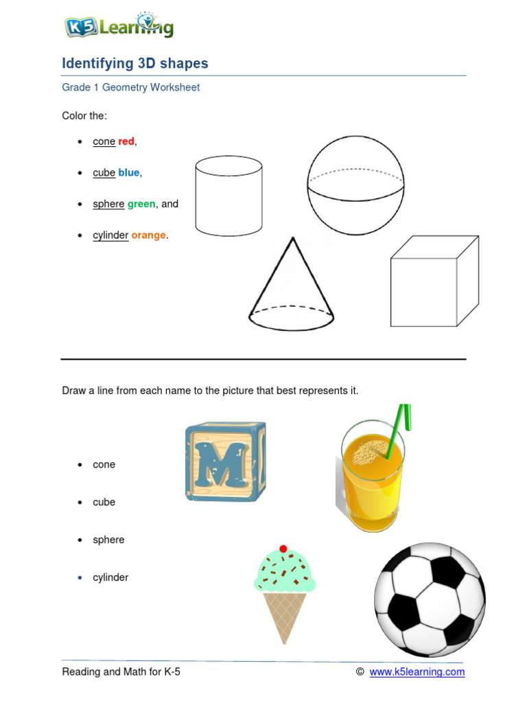 Grade 1 Geometry 3 D Shapes A | PDF