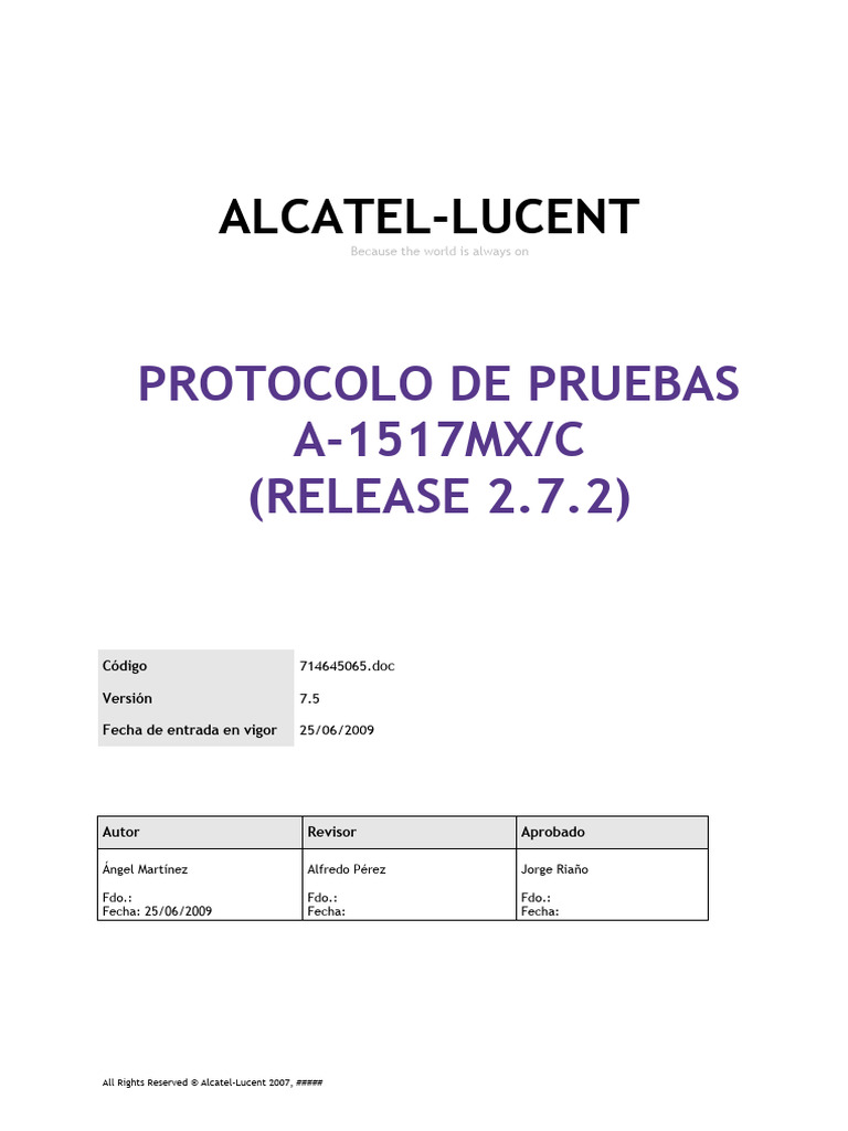 Protocolo de Pruebas A-1517 MX | PDF