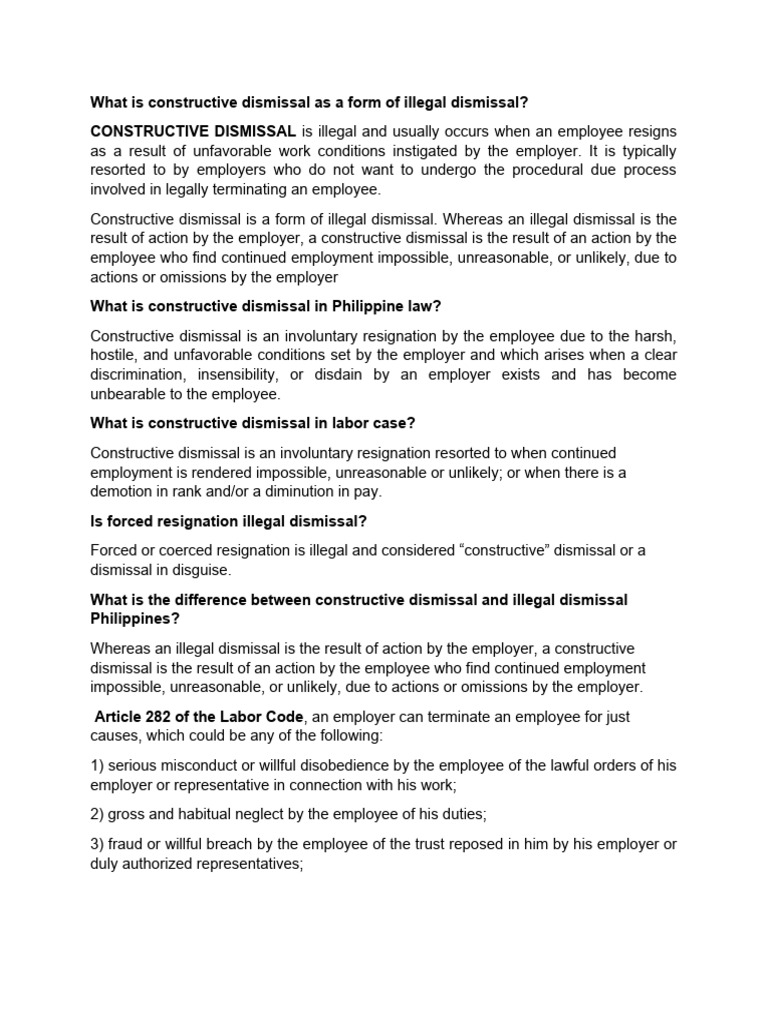Understanding Constructive Dismissal in PH | PDF | Employment | Labour Law