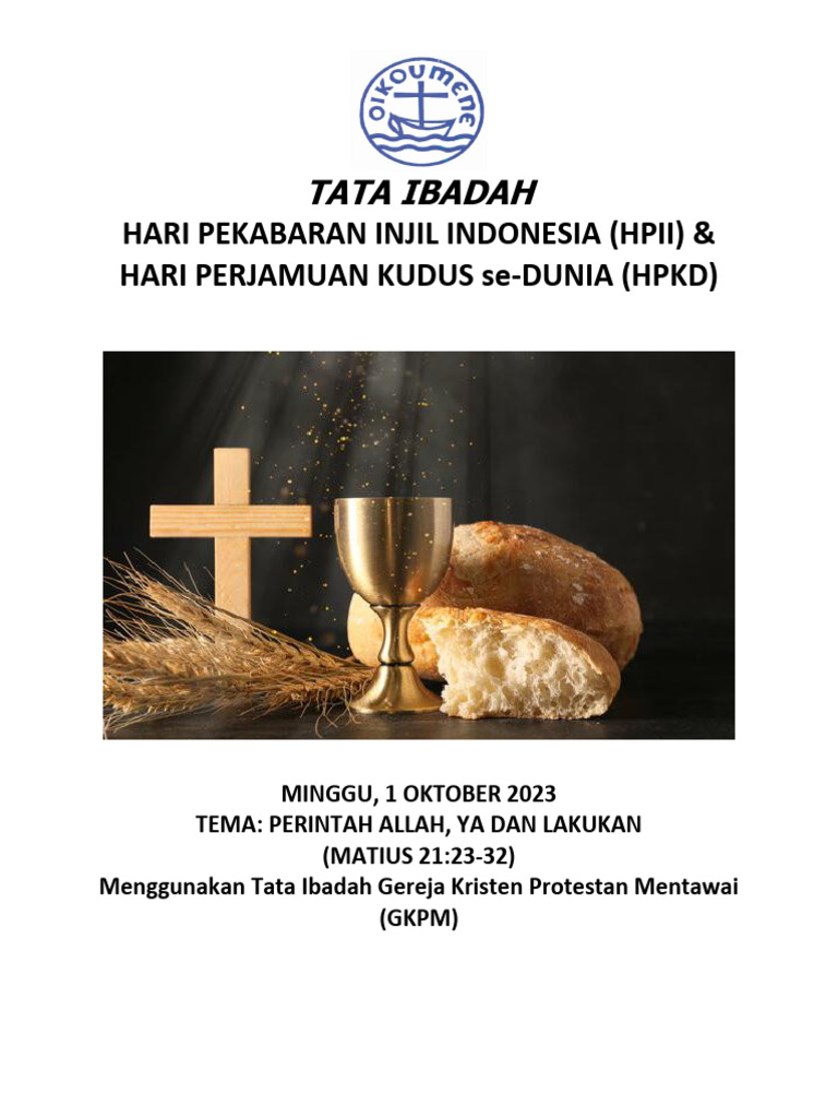 Tata Ibadah HPII Dan HPKD 2023 | PDF | Agama & Spiritualitas