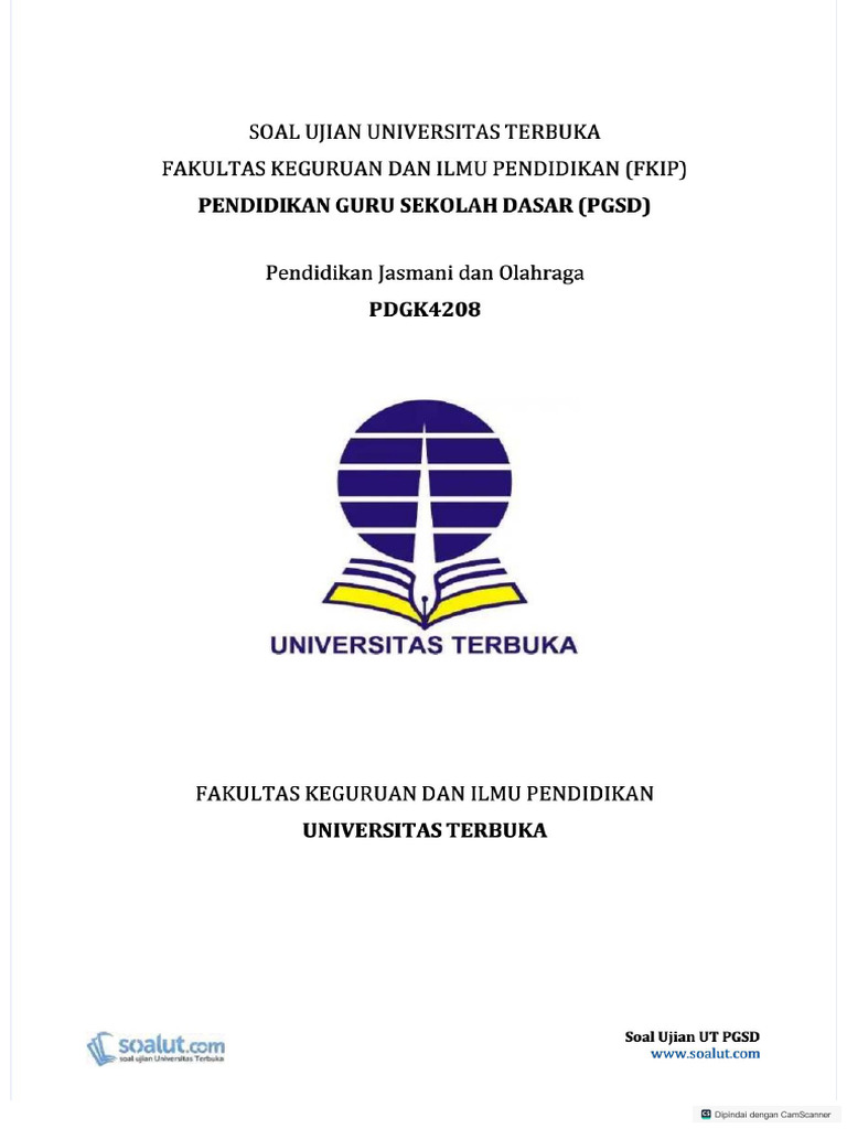 PDF Soal Ujian Ut PGSD Pdgk4208 Pendidikan Jasmani Dan Olahraga ...