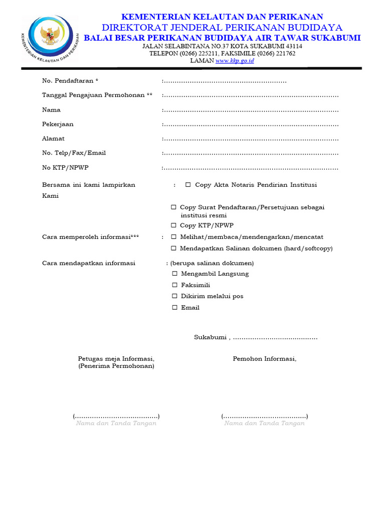 Formulir Permohonan Informasi Publik | PDF