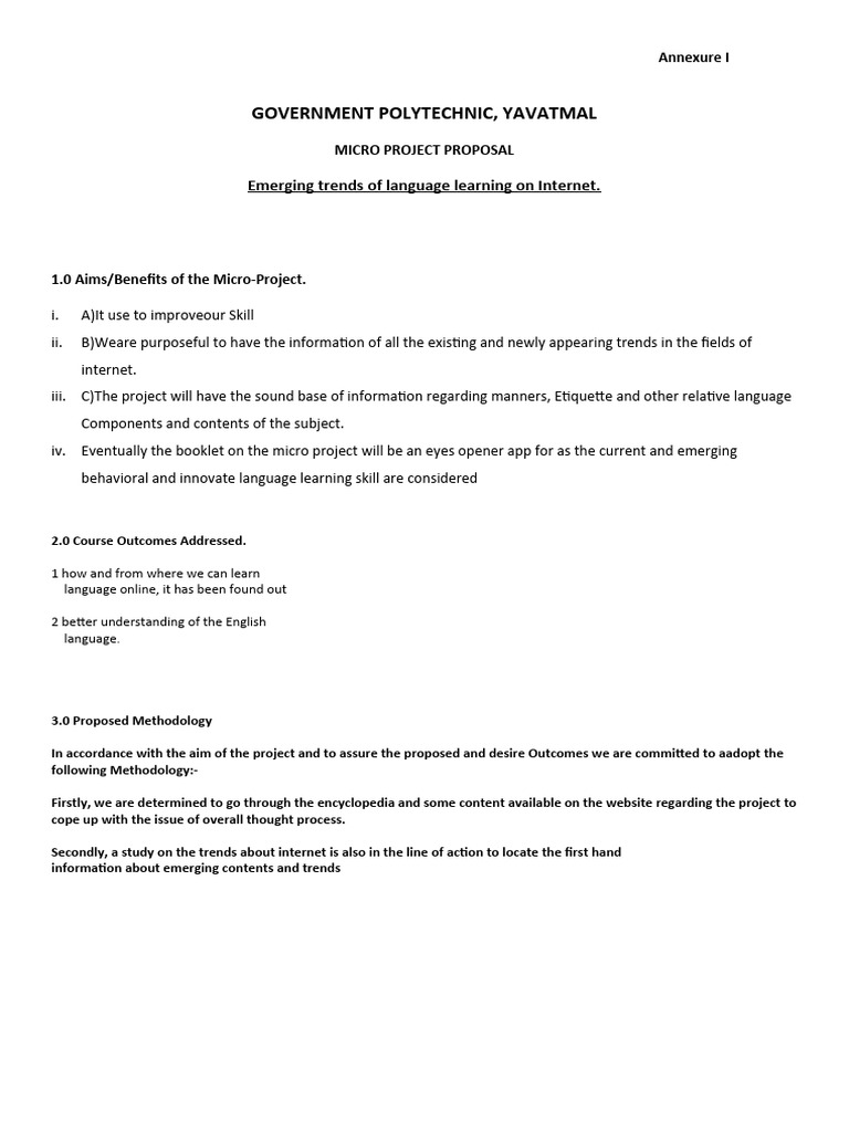 Annexure I new Micro Project | PDF Annexure I new Micro Project | PDF