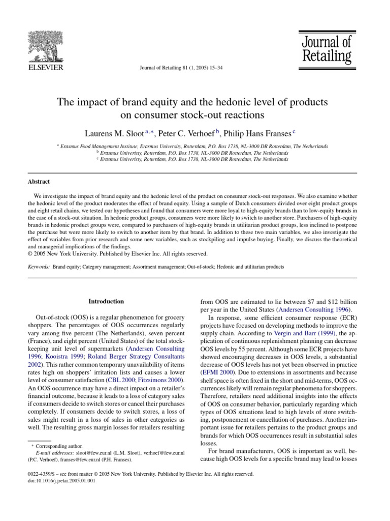 The Impact of Brand Equity and The Hedonic Level of Products | PDF ...