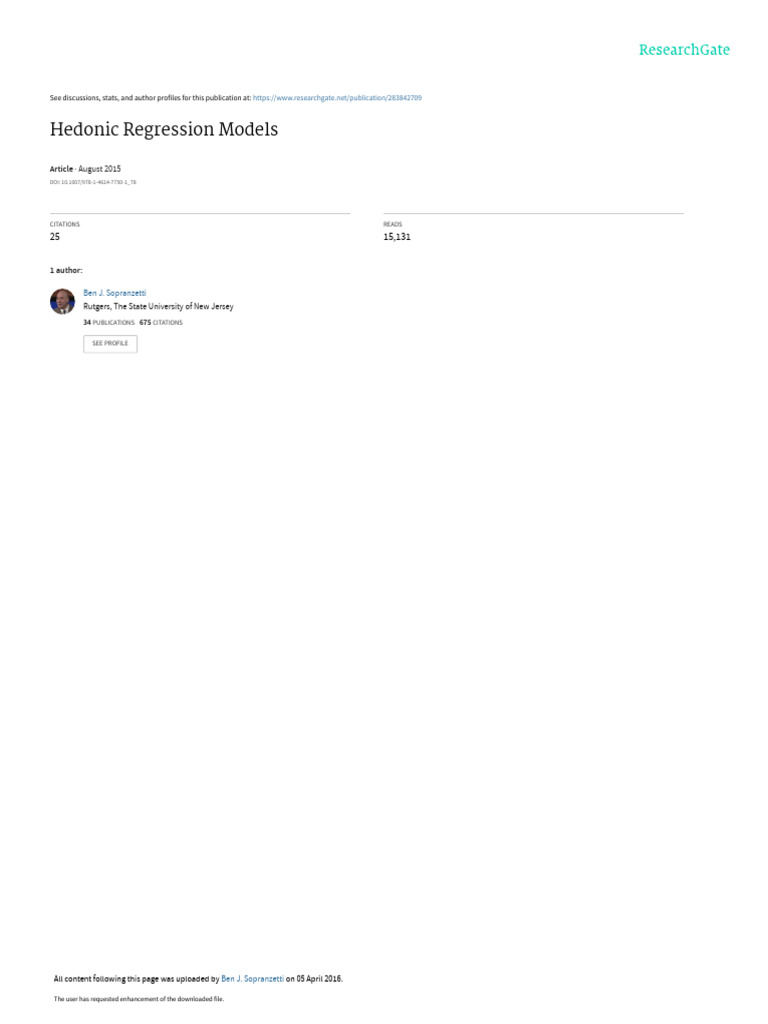 Hedonic Models | PDF | Economic Equilibrium | Linear Regression