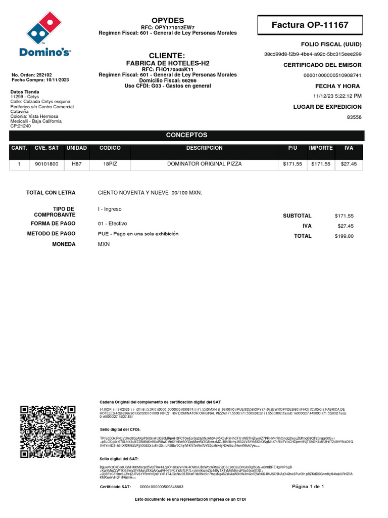 Factura OP-11167: Opydes | PDF
