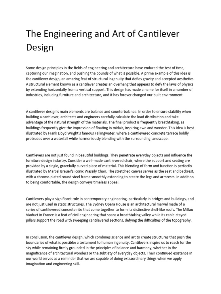The Engineering and Art of Cantilever Design | PDF