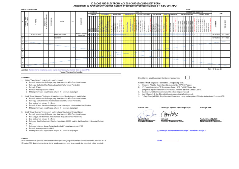 APO Security - ID EAC Request Form - PT Sucofindo | Download Free PDF ...
