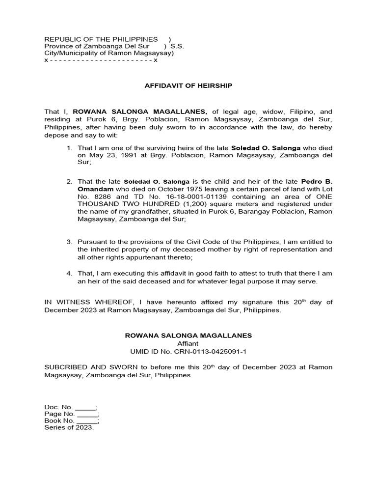 Affidavit of Heirship | PDF