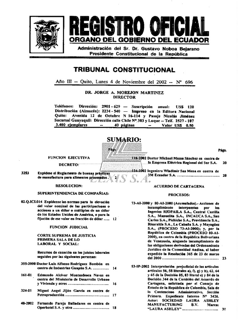Decreto-3253 Reglamento BPM Ecuador | PDF