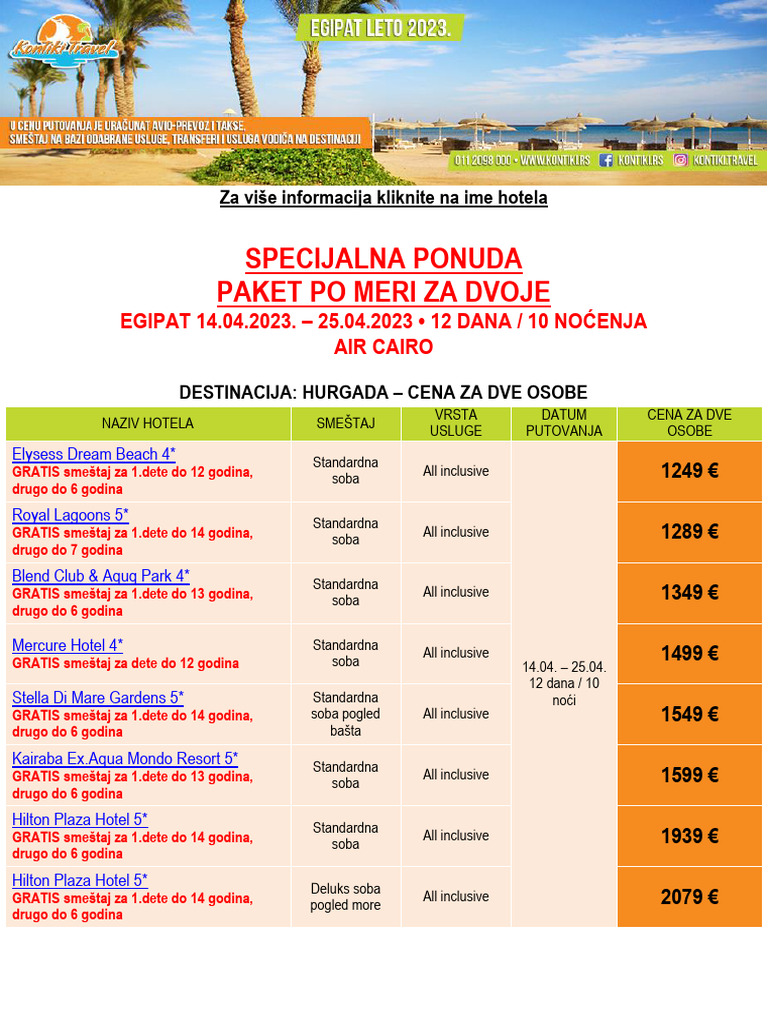 KonTiki Egipat Leto Specijalna Ponuda | PDF