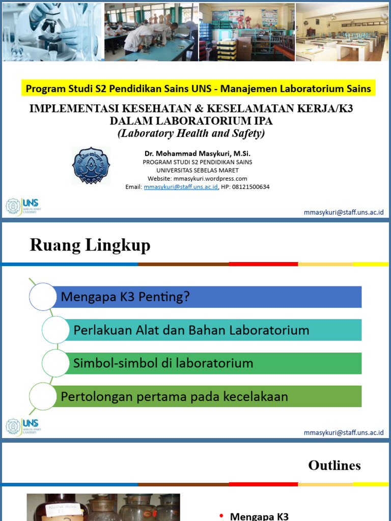 5 Implementasi K3 Dalam Laboratorium IPA - Masykuri UNS | PDF